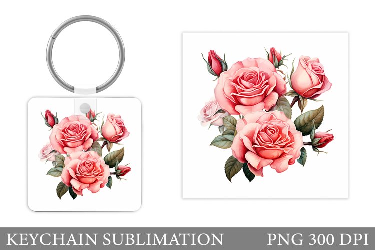 Roses Keychain Design. Flowers Square Keychain (3790238)