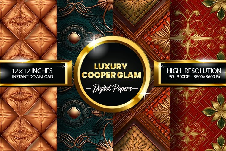Luxury Cooper Glam Digital Papers - 04 Variations (2994494)