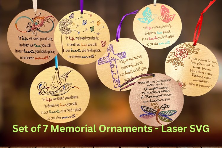 Memorial Ornaments Bundle - Set of 7 - Laser SVG Files
