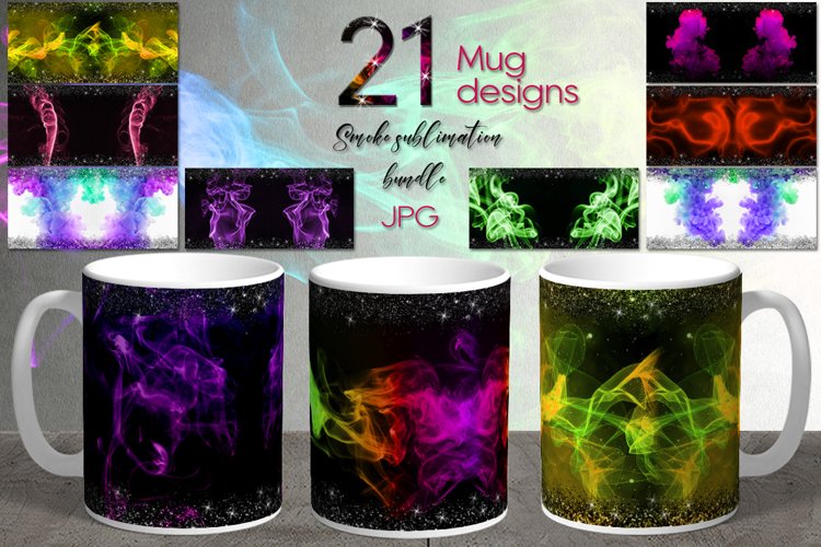 Color smoke | 21 Sublimation Mug designs, JPG