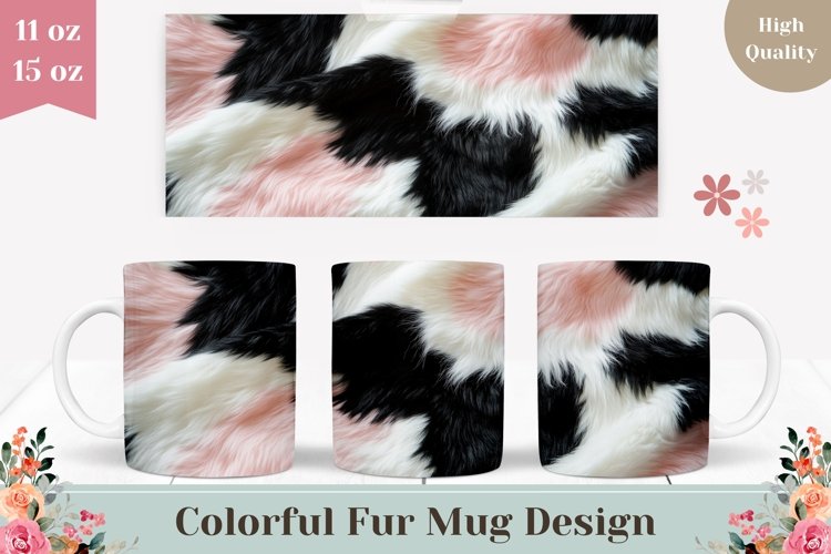 Colorful Fur Mug Design, Pink Fur Mug Sublimation (5148152)