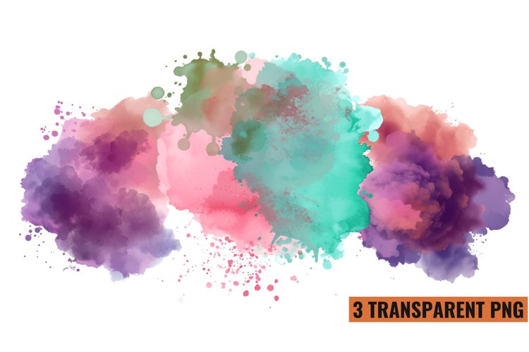 Watercolor Splashes Clipart Sublimation, PNG