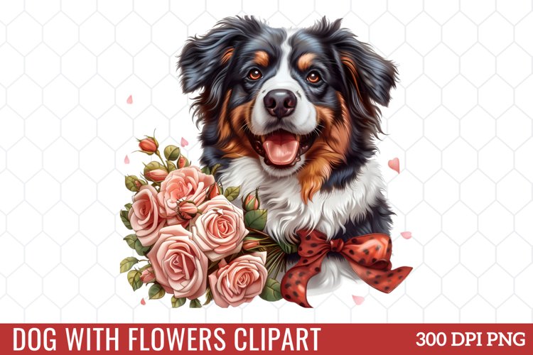 Dog With Flowers Clipart (3482516)