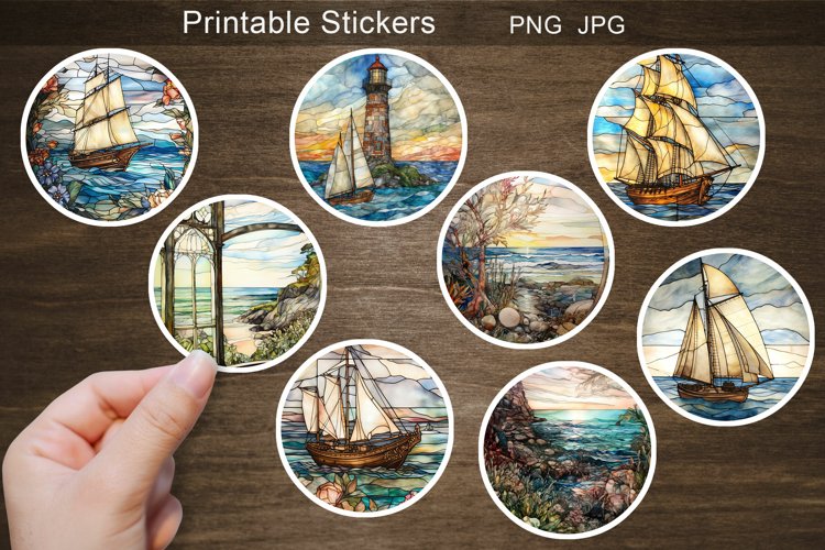 Sailboat Stickers | Sea Printable Round Labels