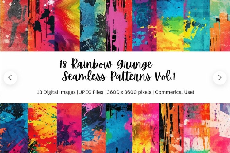 18 Rainbow Grunge Seamless Patterns - 300DPI