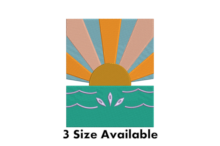 Sunrise Over Waves Three Size Embroidery Design