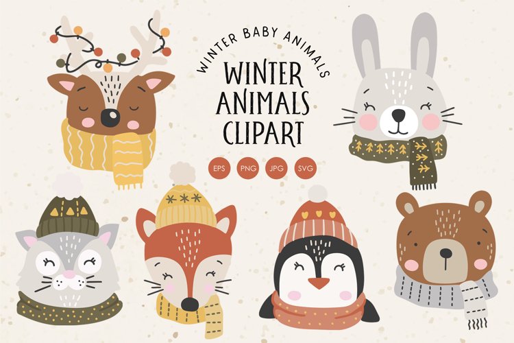 Winter animals clipart, Christmas Animals clipart (2233925) | Clipart ...