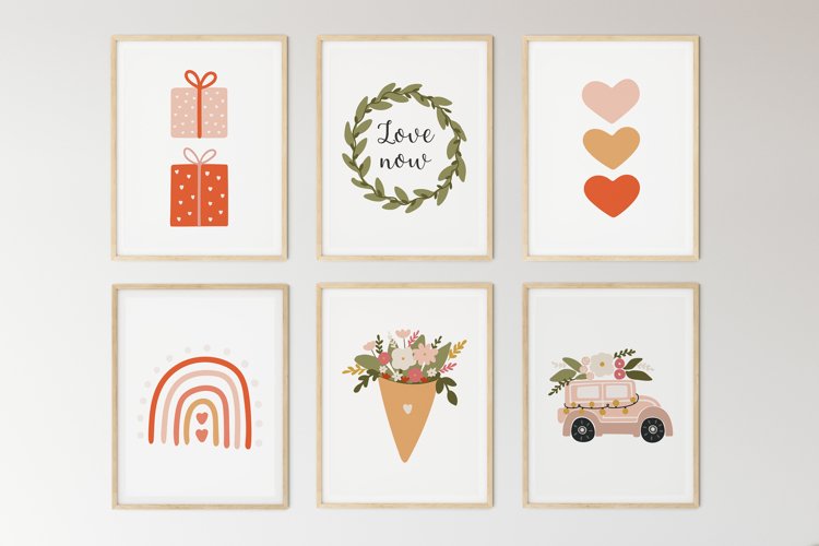 Set of 6 love posters, Digital Valentine's day posters