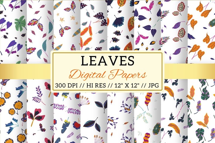 Leaf Digital Papers Patterns, Leaves (2407045)