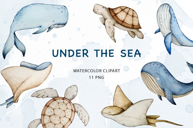 Watercolor Under the Sea Clipart (4126169)