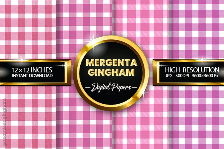 Megenta Gingham Digital Papers 04 Variations (3283382)