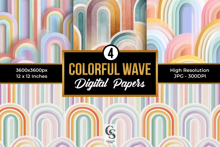 Colorful Wave Pattern Digital Paper