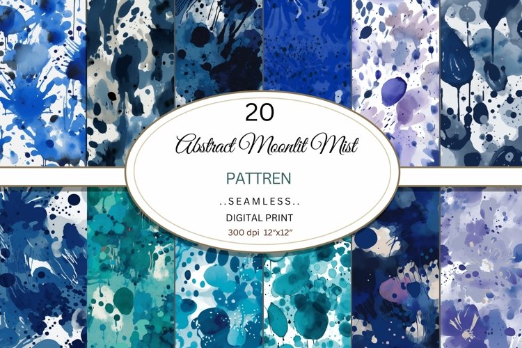 Abstract Seamless Paper Moonlit Colors| Blue Digital Paper