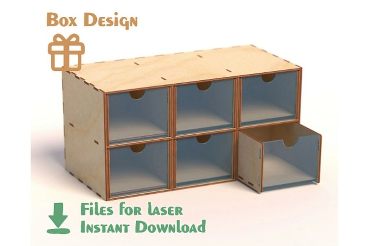 Desk Organizer 6 Drawers - Laser Cut Files