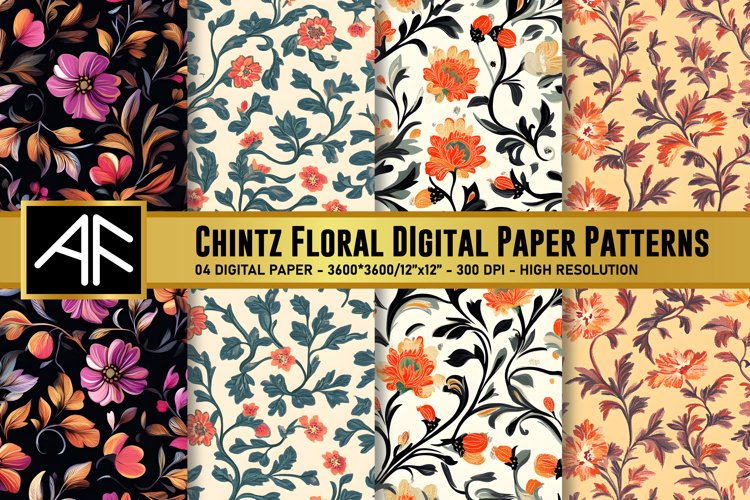 Chintz Flower Digital Paper Patterns (4832462)