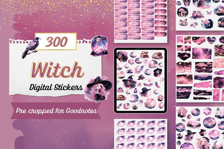 Witchy Planner Stickers Pack, Aesthetic Digital Sticker Book