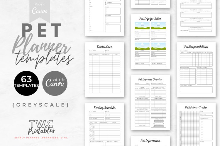Pet planner canva templates