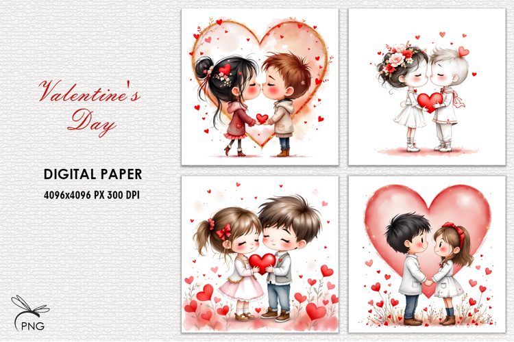Valentine's day digital paper, background clipart (6461132)