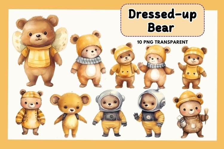 Dressed-up Bear watercolor