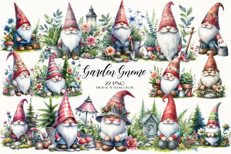 Watercolor Garden Gnome Clipart (3531409)