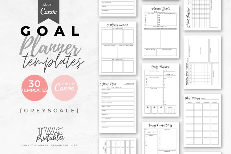 Goal planner canva templates