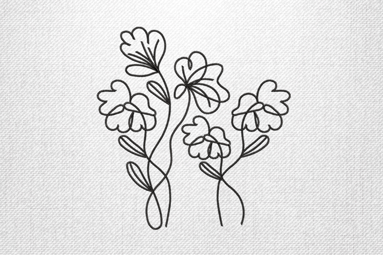 One Line Floral Outline Embroidery Design