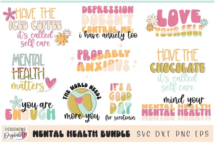 Mental Health SVG Bundle, Mental Health PNG, Self love svg