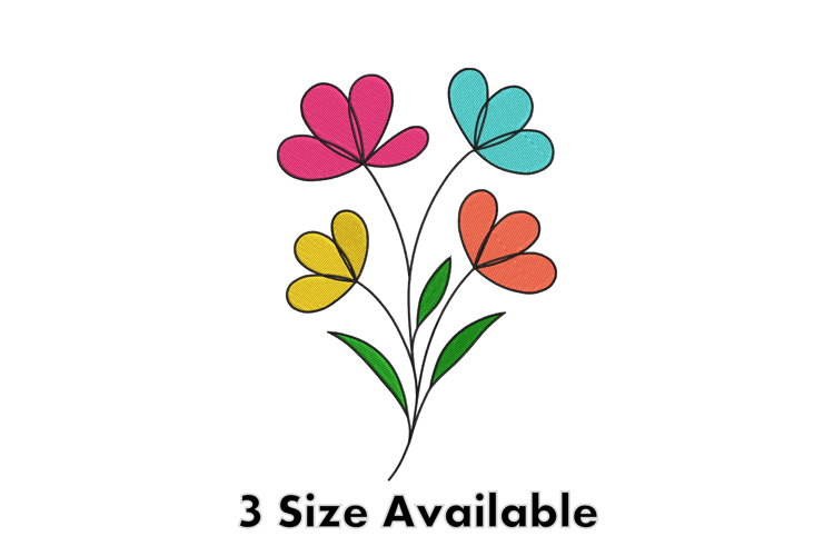 Simple Colorful Floral Embroidery Design