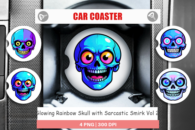 Car Coaster Rainbow Skull Smirk (5831352)