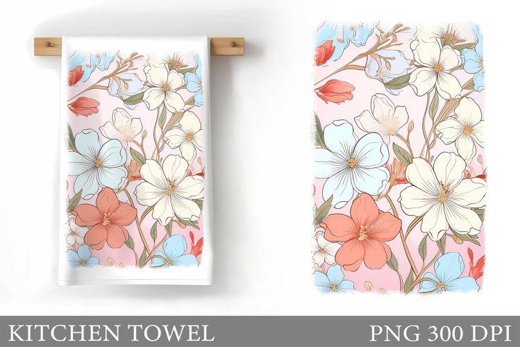 Flowers Kitchen Towel. Flowers Spring Kitchen Towel