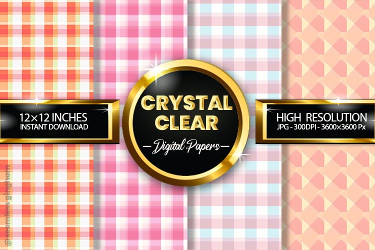 Crystal Clear Gingham Digital Papers 04 Variations (3271083)