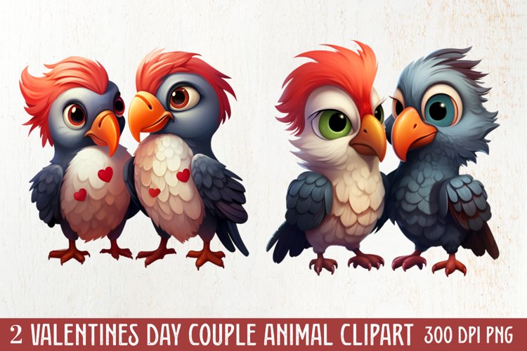 Couple Animal Valentines Day Clipart Bundle, Couple Animal