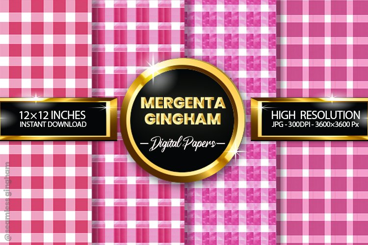 Megenta Gingham Digital Papers 04 Variations (3283383)