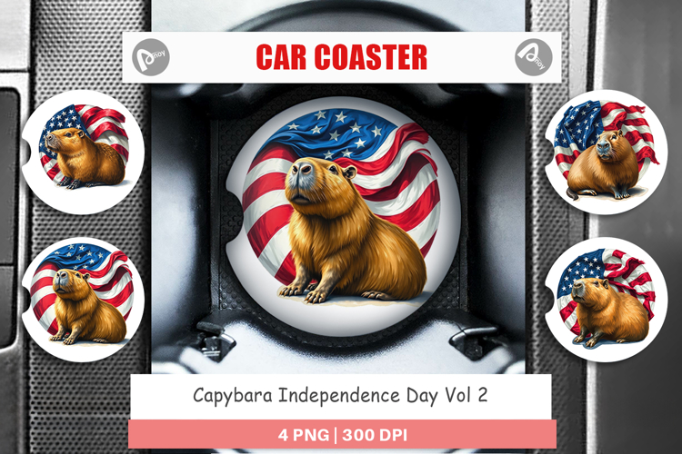 Car Coaster Capybara 4th of July (5417945)