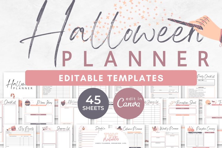halloween planner canva templates