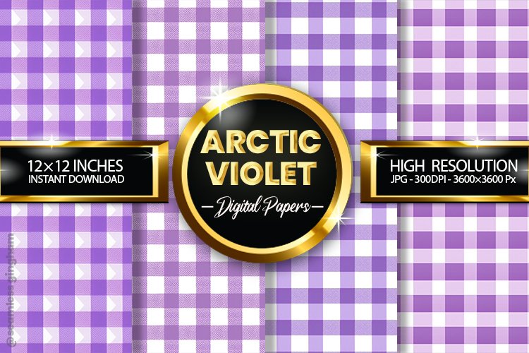 Arctic Violet Gingham Digital Papers 04 Variations