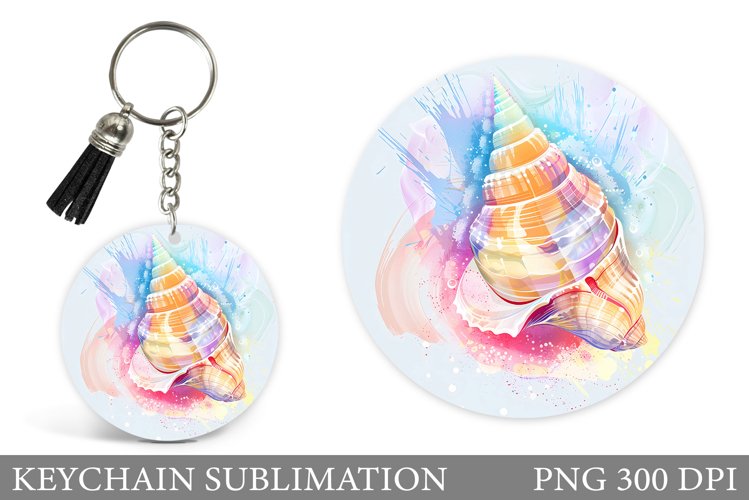 Seashell Keychain Sublimation. Sea Keychain Design (3465220)