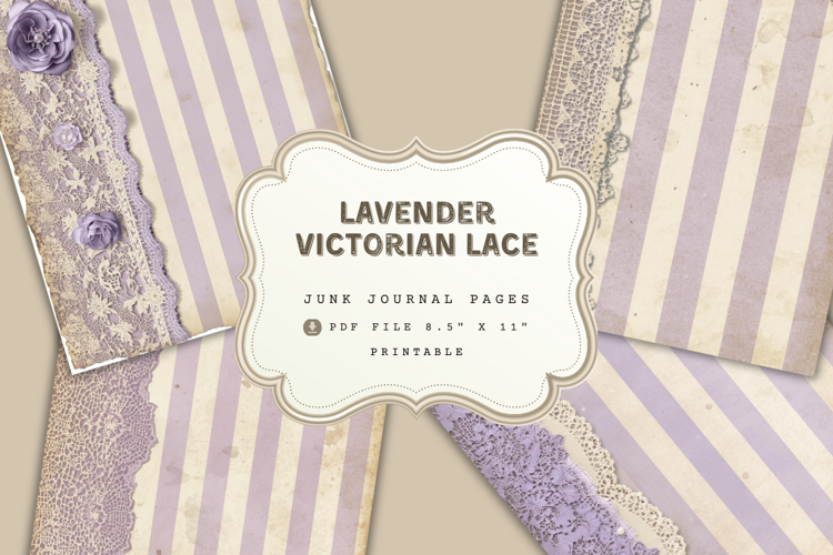 Victorian Lace Paper, Lavender Junk Journal