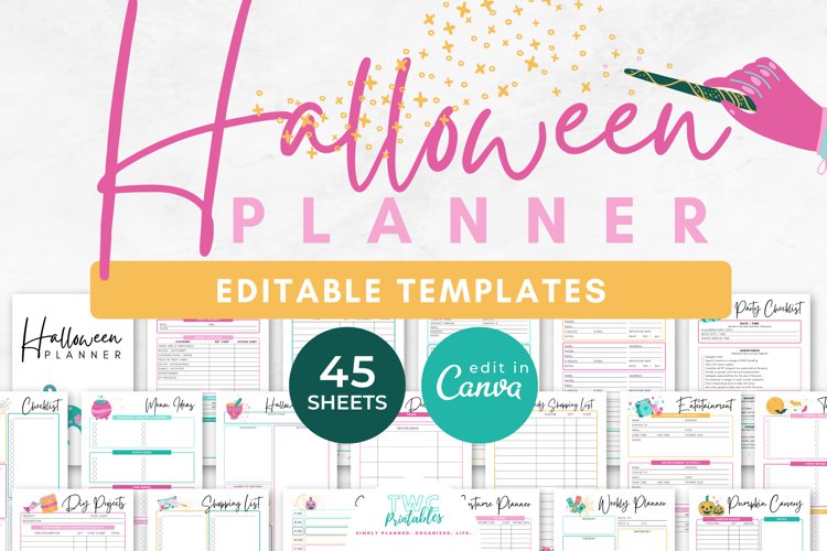 halloween planner canva templates