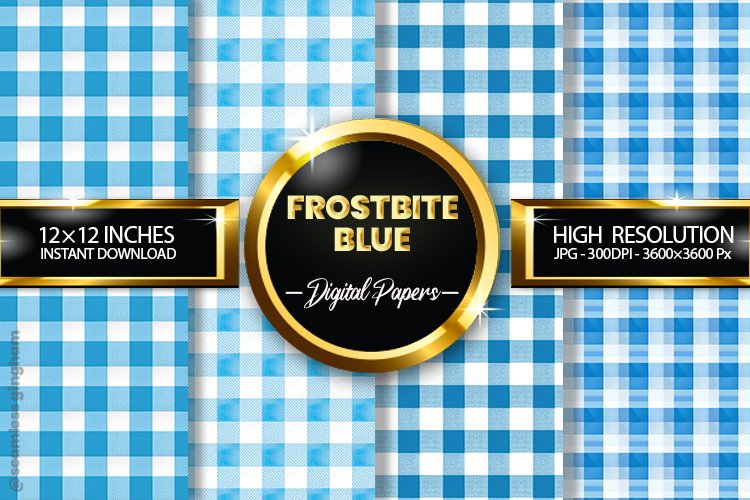 Frostbite Blue Gingham Digital Papers 04 (3271097)