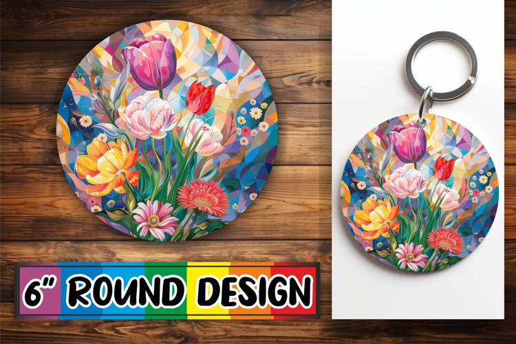 Floral Round Ornament Sublimation Circle