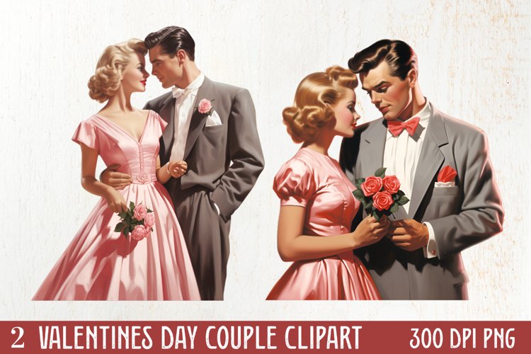 Valentines Day Couple Clipart Bundle, Valentines Day Couple