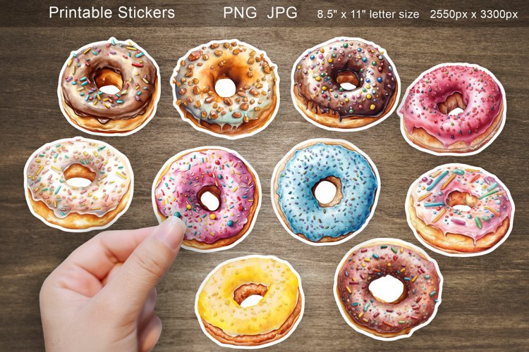 Donuts Stickers | Printable Watercolor Stickers (2532479)