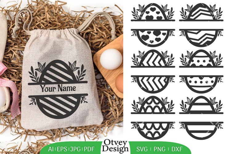 Easter Bunny Split Monogram, Easter Monogram SVG (3537941)