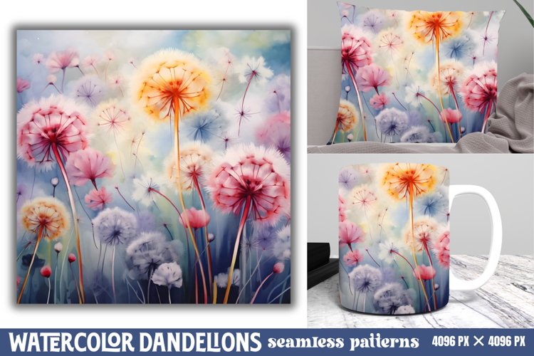 Watercolor dandelions digital paper Backgrounds,