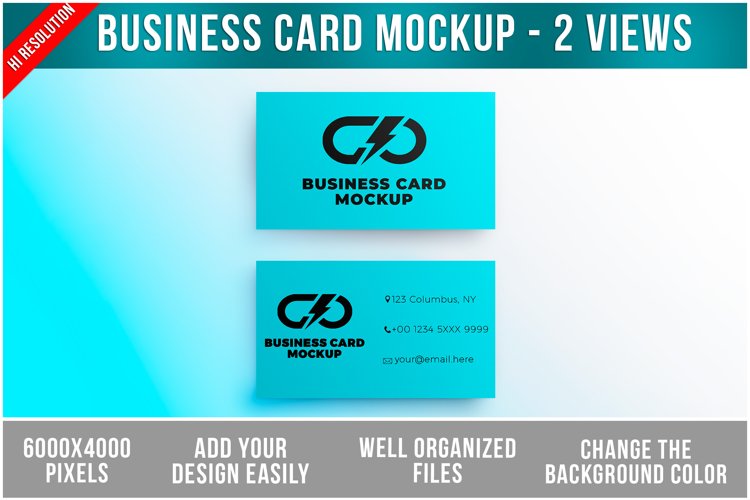 Two Business Card Mockup - 2 Views