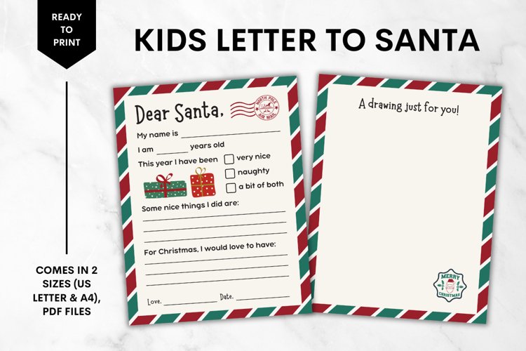 Printable Kids Letter To Santa Claus | Christmas (4885489)