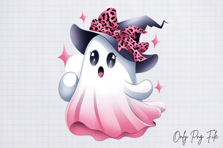 Watercolor Pink Halloween Ghost Clipart PNG (4649804)