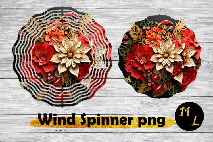 3D Poinsettia wind spinner ,Christmas Wind Spinner wrap