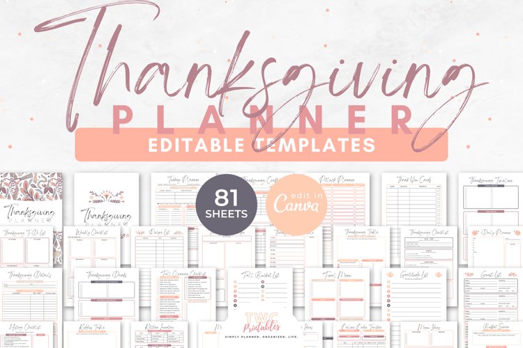 Thanksgiving planner canva templates
